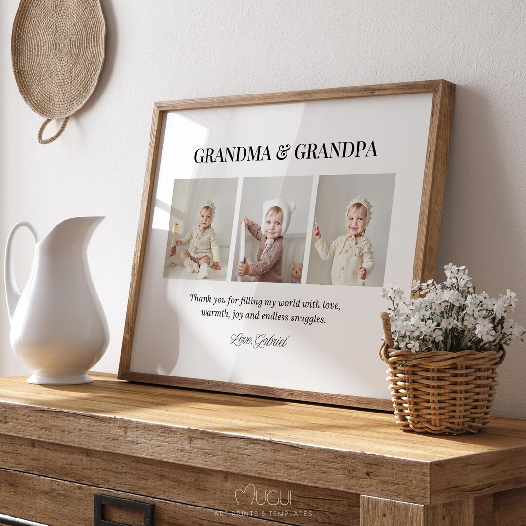 Grandparents Art Print Template: Customizable & Printable Photo Collage ...