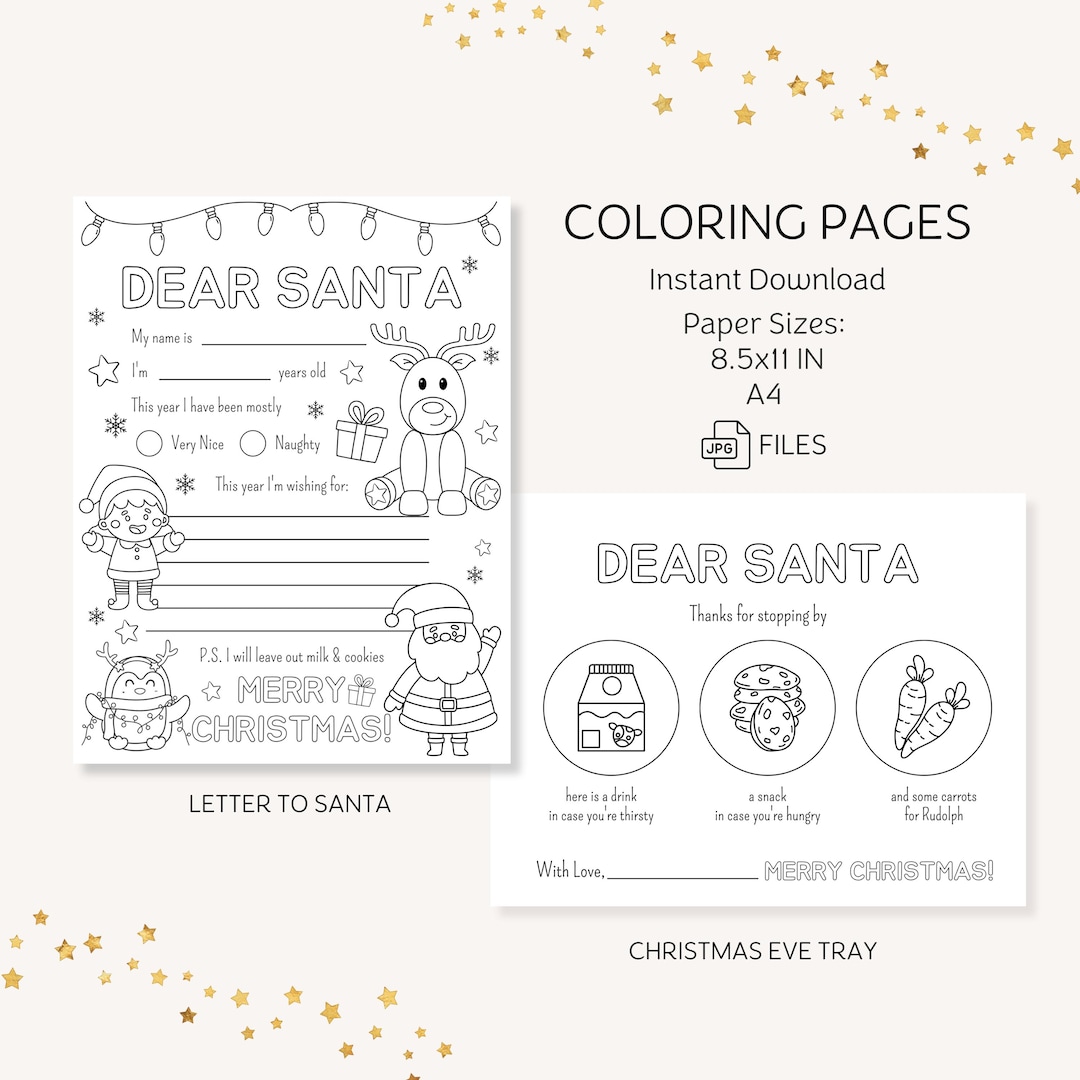 Letter to Santa Coloring Page. Printable Dear Santa Letter. Christmas ...