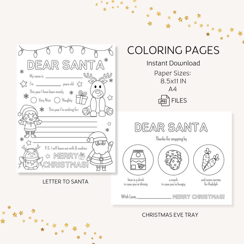 Letter to Santa Coloring Page. Printable Dear Santa Letter. Christmas ...