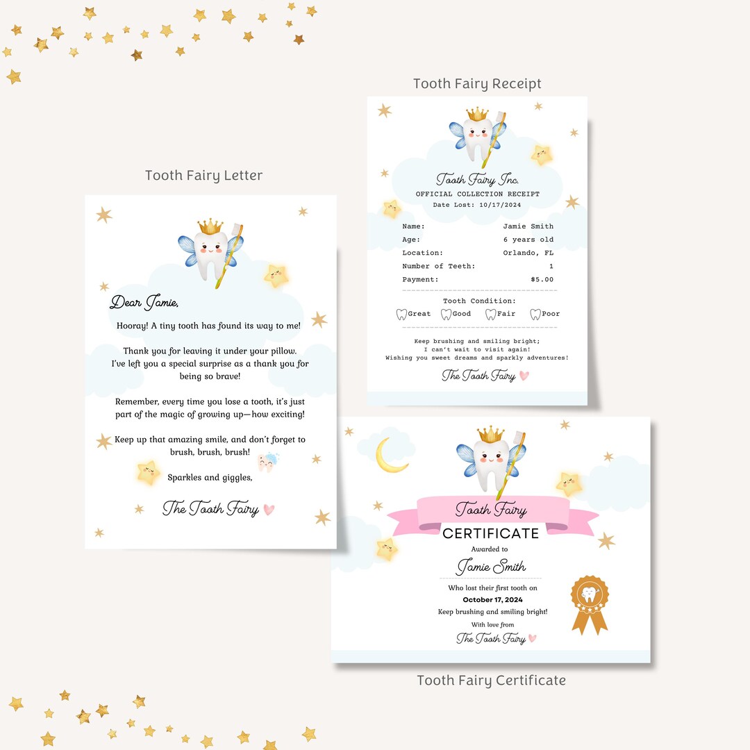Tooth Fairy Editable Template Pink Set: Tooth Fairy Letter, Tooth Fairy ...