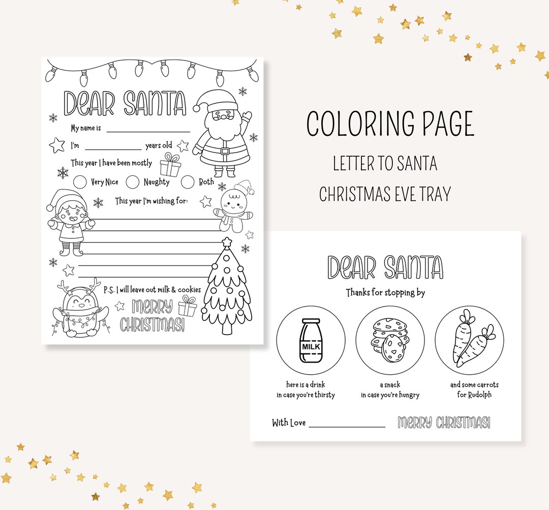 Letter to Santa Coloring Page. Printable Dear Santa Letter. Christmas ...