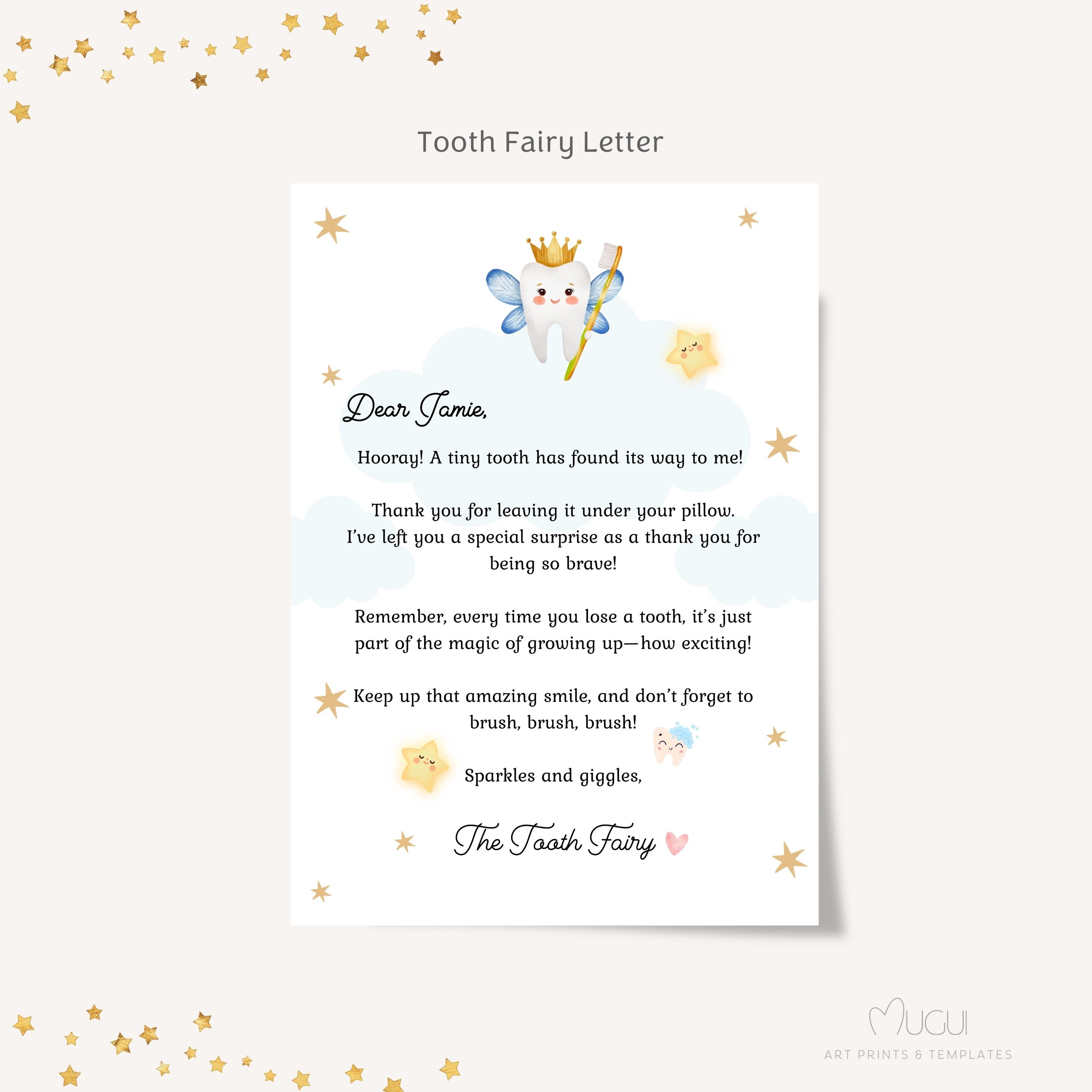 Tooth Fairy Editable Template Pink Set: Tooth Fairy Letter, Tooth Fairy ...