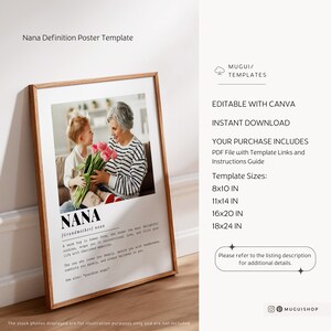 Nana Definition Template: Customizable & Printable Photo Gift. Mothers ...