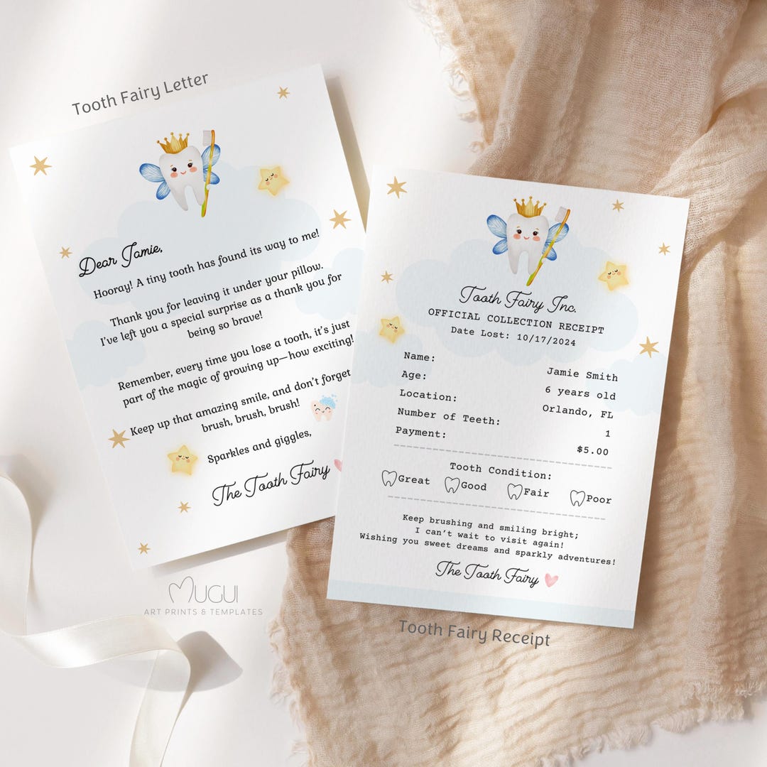 Editable Tooth Fairy Template Set: Tooth Fairy Letter and Tooth Fairy ...