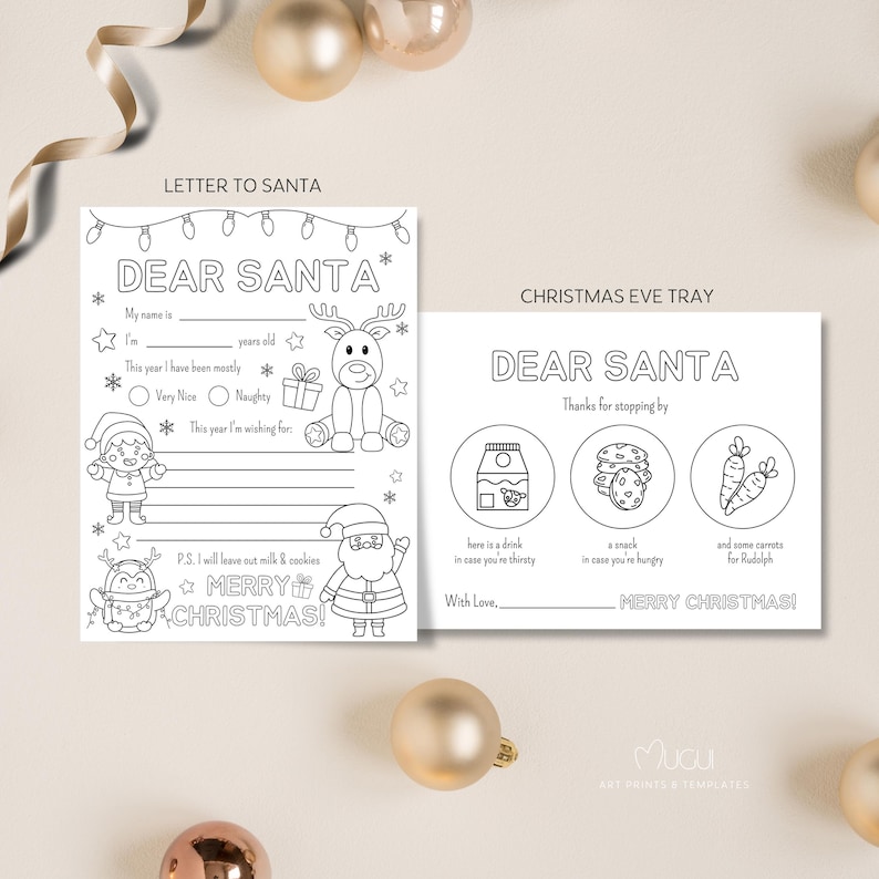 Letter to Santa Coloring Page. Printable Dear Santa Letter. Christmas ...