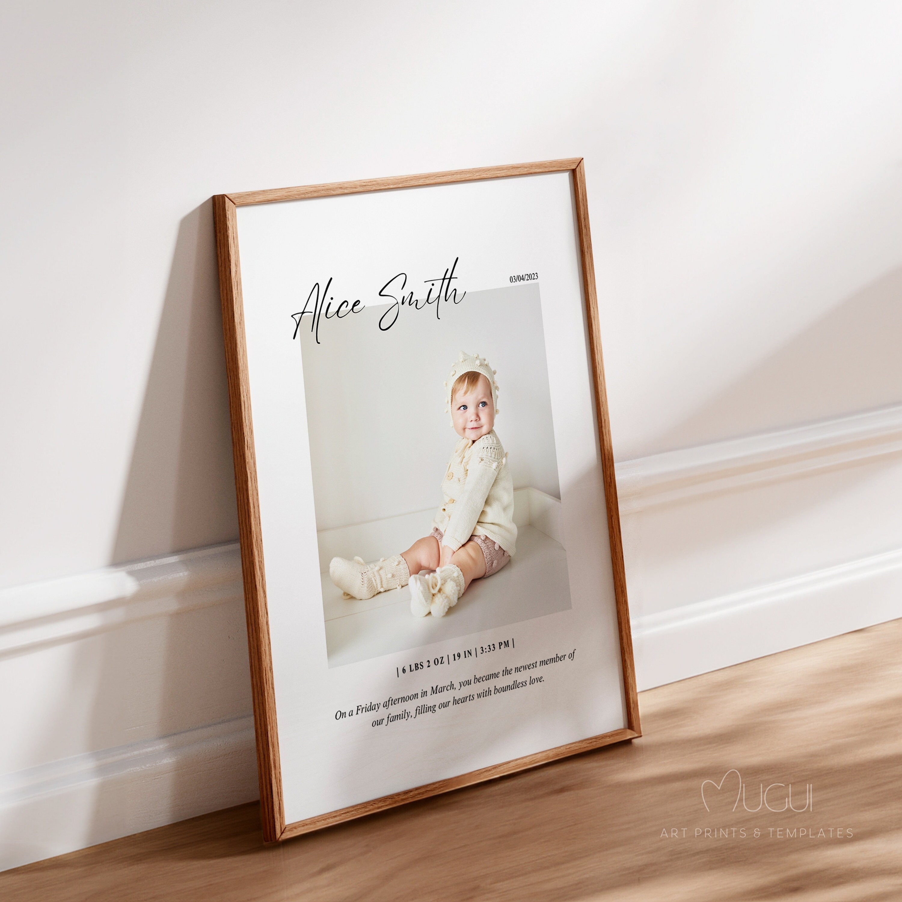 Birth Stats Template With Photo. Birth Stats Poster. Newborn Stats ...