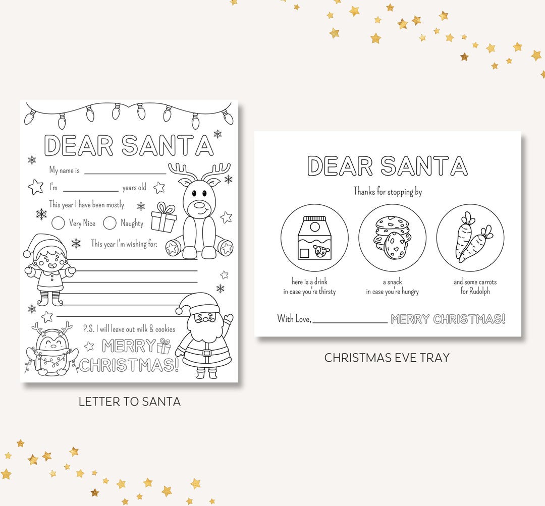 Letter to Santa Coloring Page. Printable Dear Santa Letter. Christmas ...