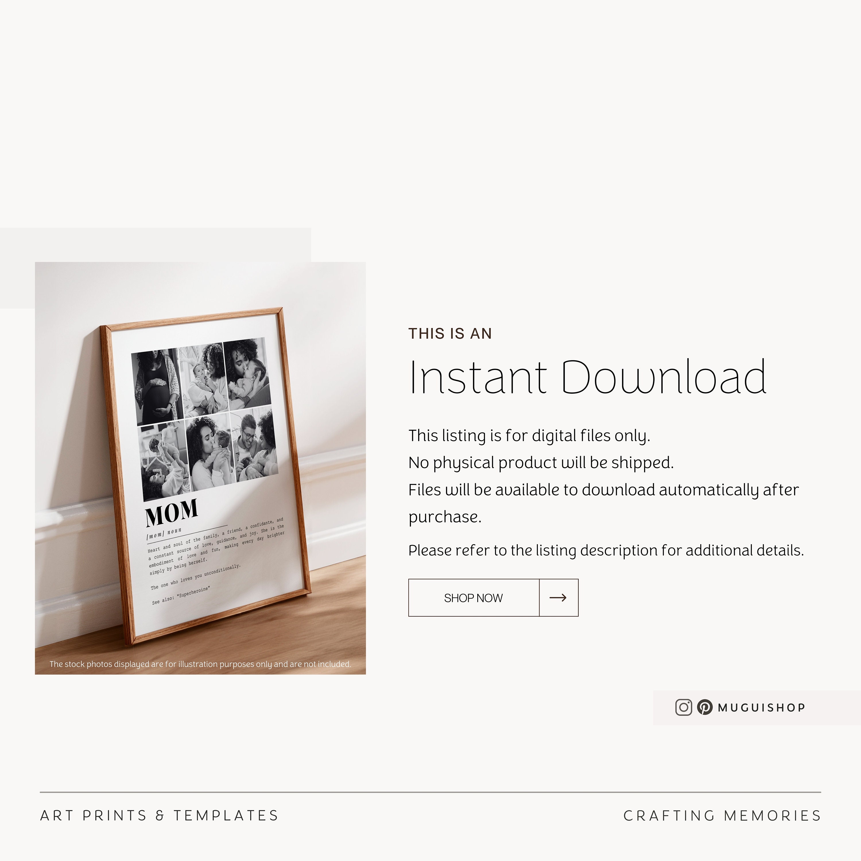 Mom Definition Template. Customizable & Printable Photo Collage Mother ...