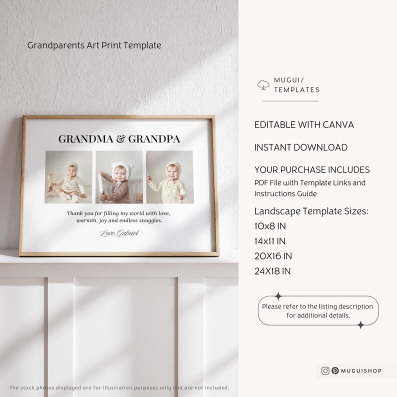 Grandparents Art Print Template: Customizable & Printable Photo Collage ...