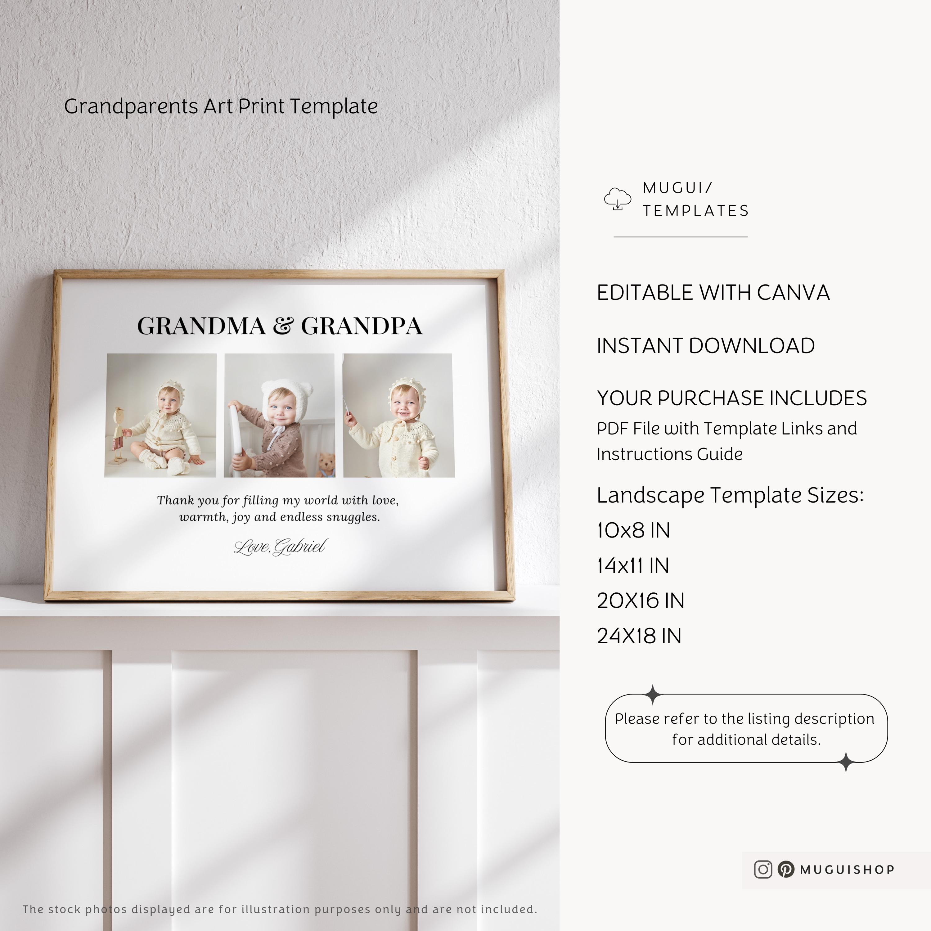 Grandparents Art Print Template: Customizable & Printable Photo Collage ...
