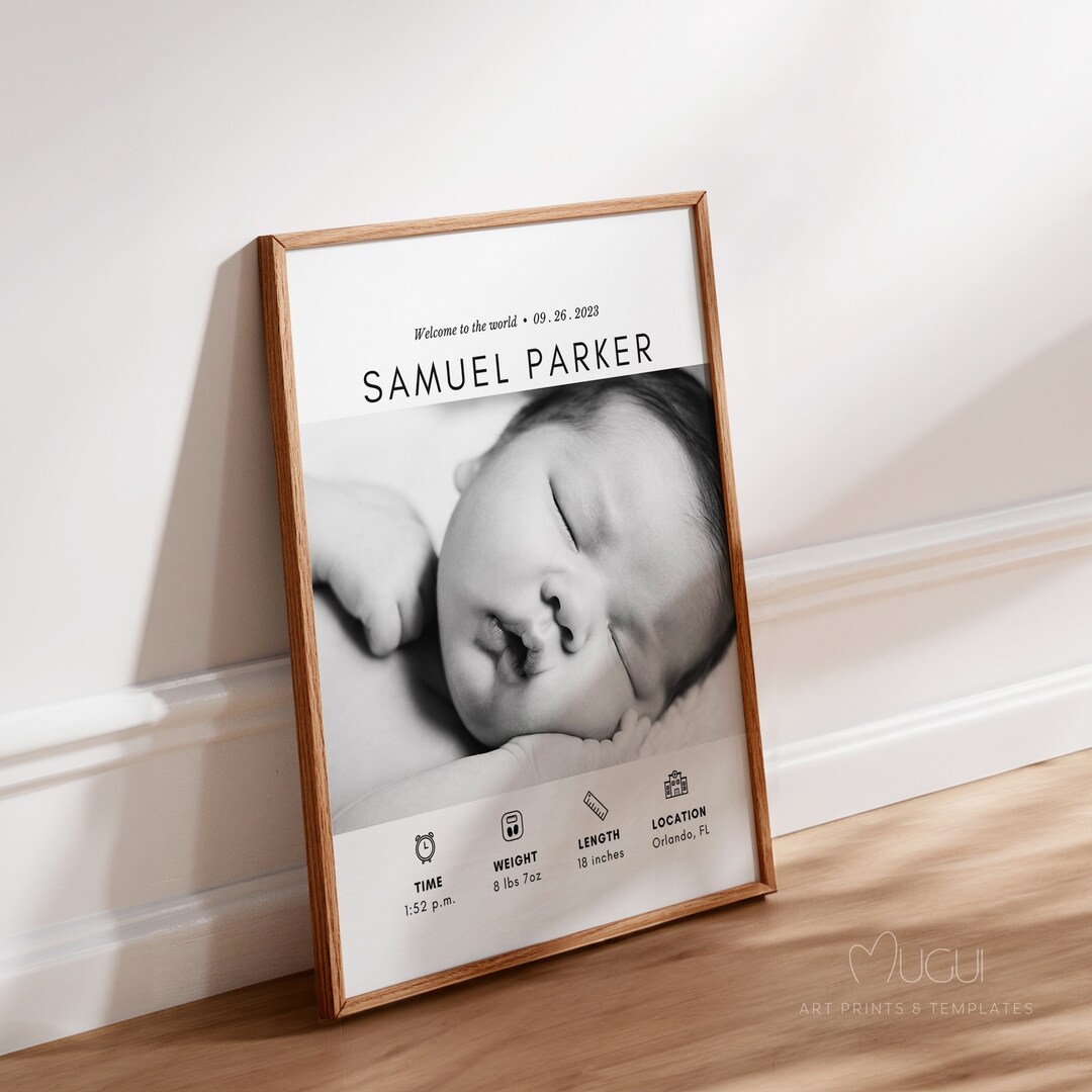 Birth Stats Template With Photo. Birth Stats Poster. Newborn Stats ...