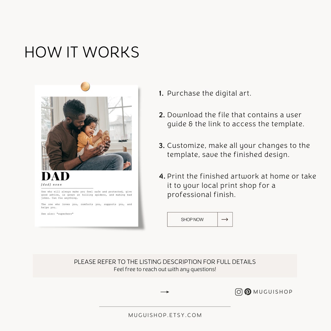Dad Definition Template. Customizable & Printable Father's Day Poster ...
