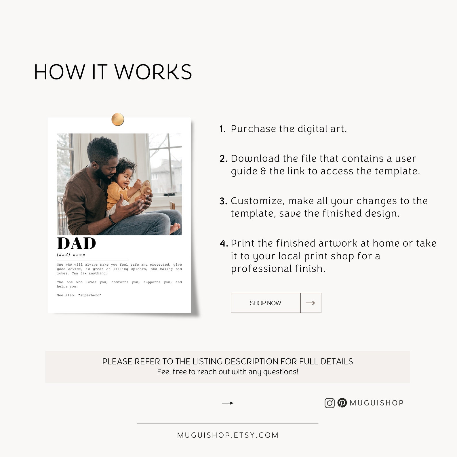 Dad Definition Template. Customizable & Printable Father's Day Poster ...