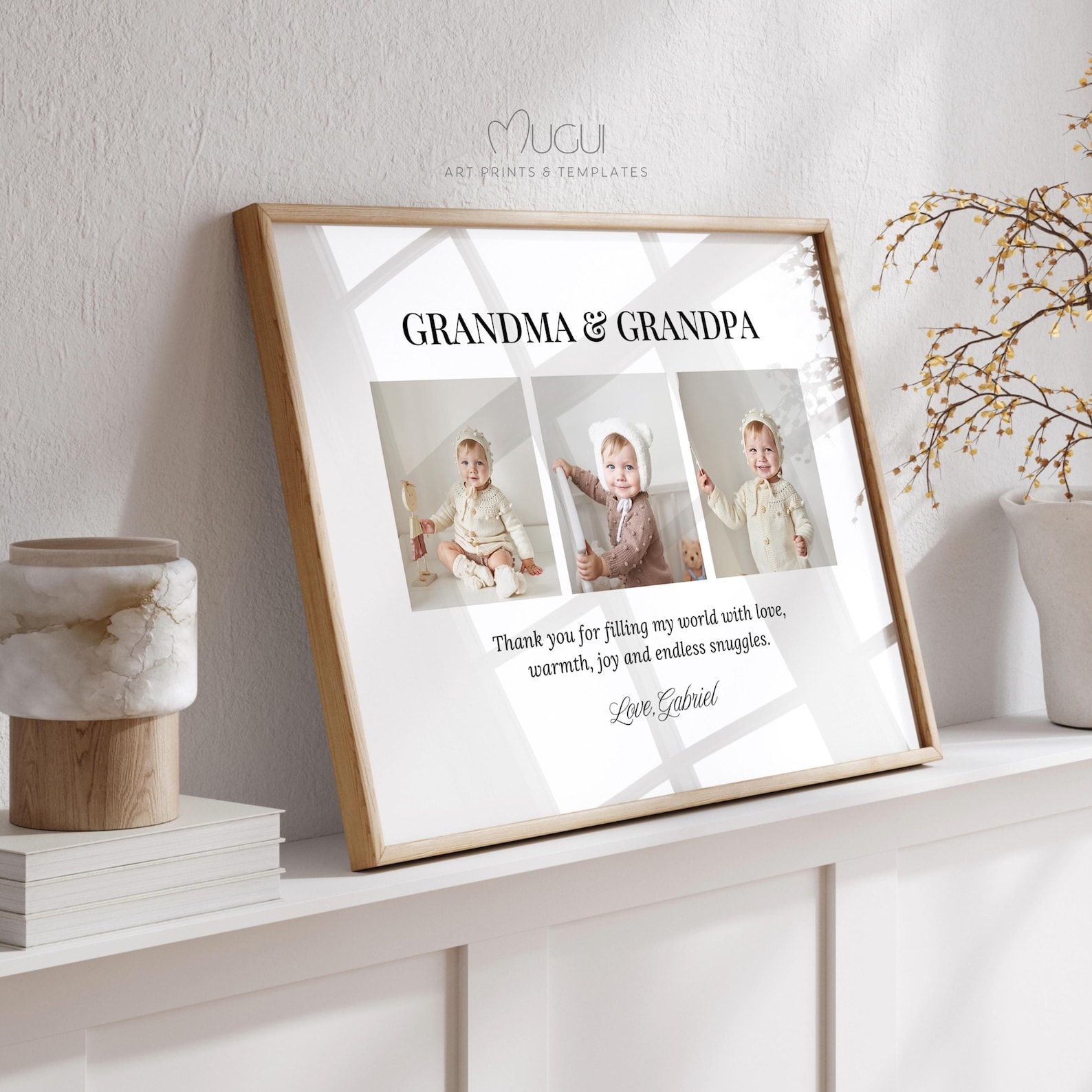 Grandparents Art Print Template: Customizable & Printable Photo Collage ...
