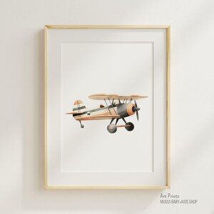 Biplane Print Vintage Plane Wall Art Travel Nursery Decor - Etsy