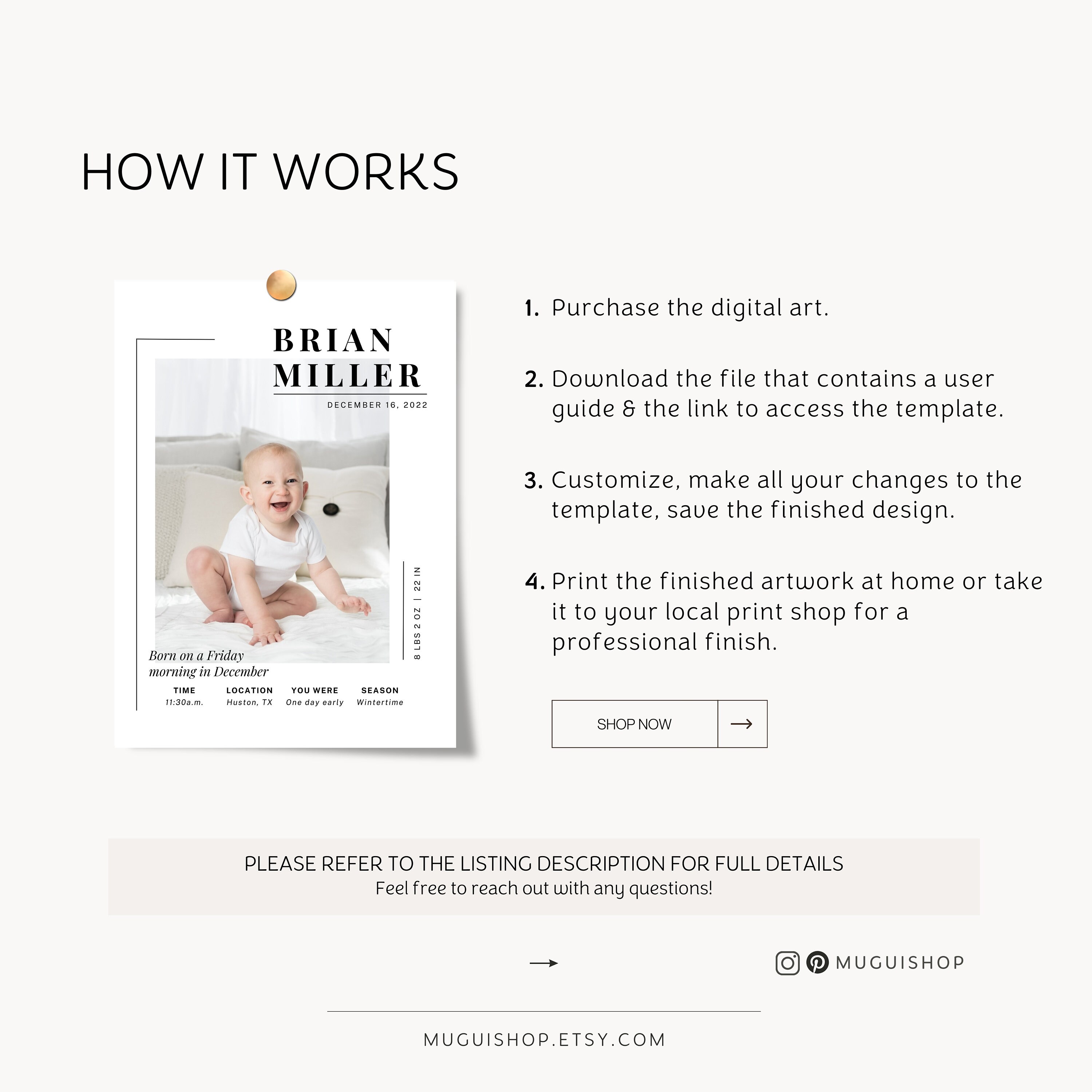 Baby Birth Stats Template: Customizable & Printable Baby Birth ...