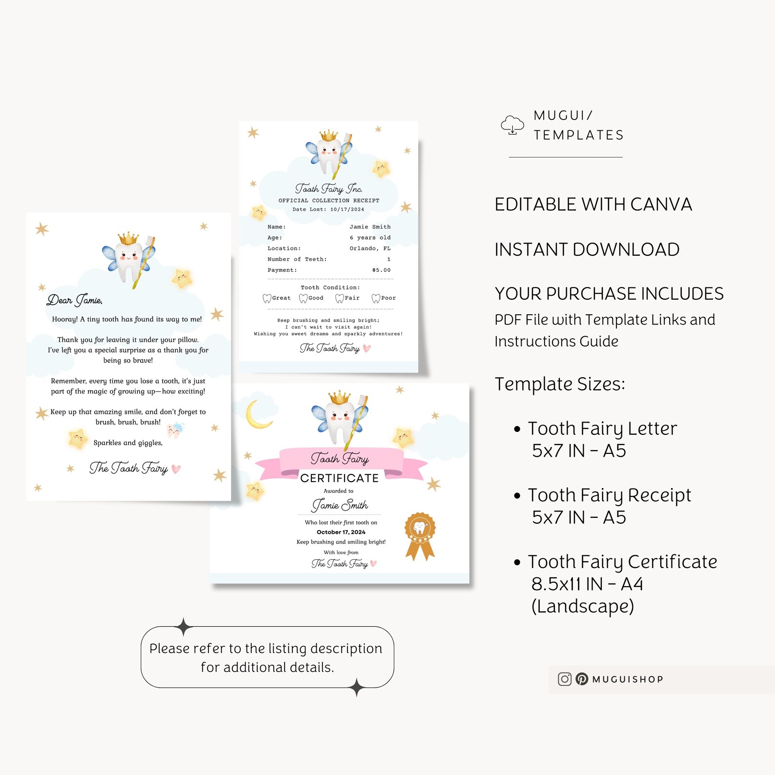 Tooth Fairy Editable Template Pink Set: Tooth Fairy Letter, Tooth Fairy ...