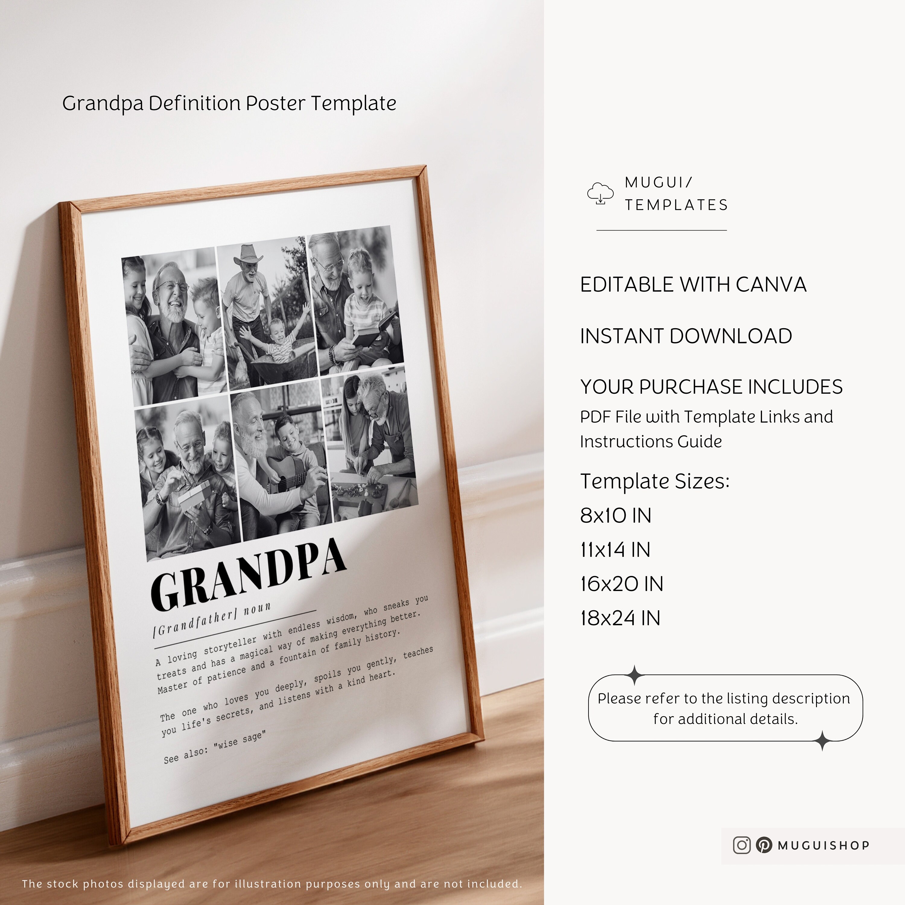Grandpa Definition Template. Customizable & Printable Photo Collage ...