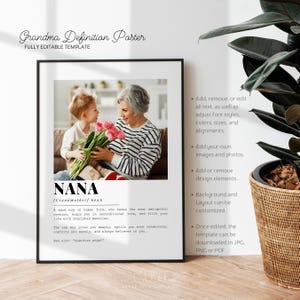 Nana Definition Template: Customizable & Printable Photo Gift. Mothers ...