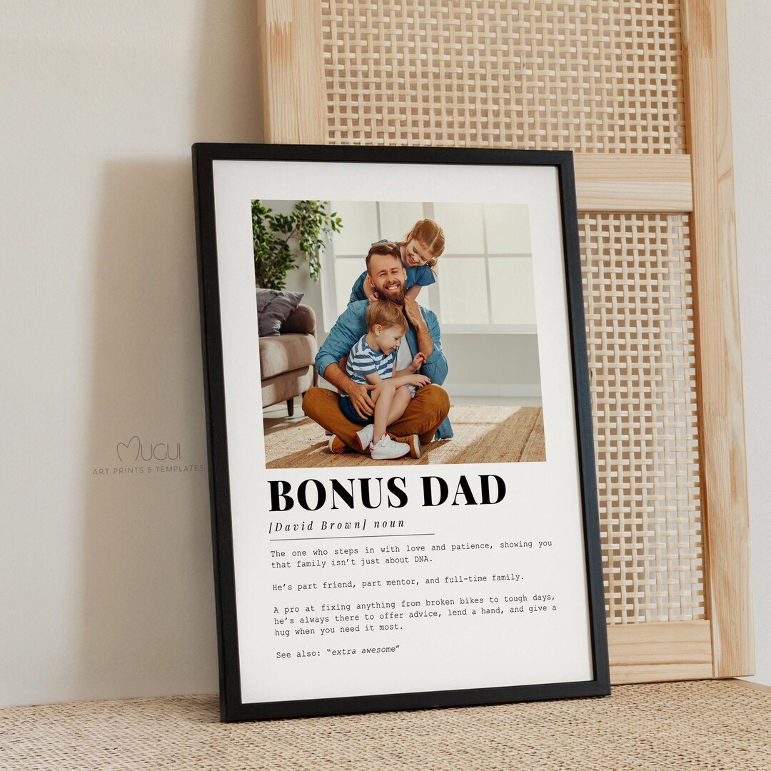 Bonus Dad Definition Poster: Customizable Photo Template. Wall Art for ...