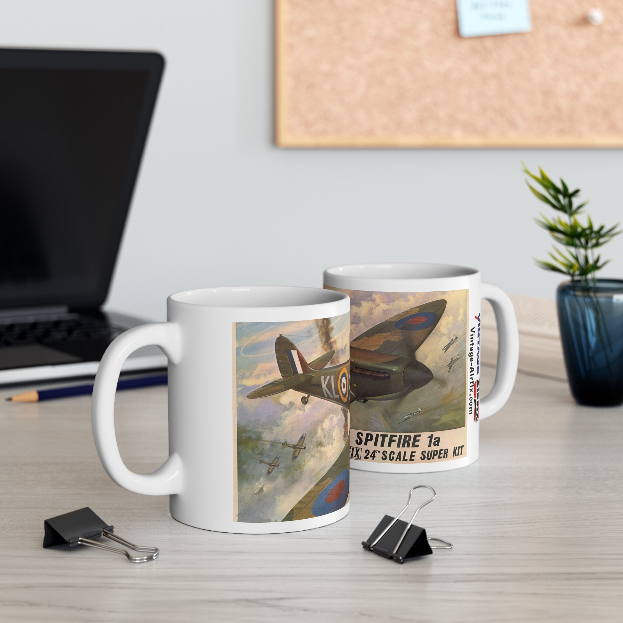 Vintage Airfix Spitfire 1a 1:24 Scale Box Art Ceramic Coffee Cups, 11oz ...