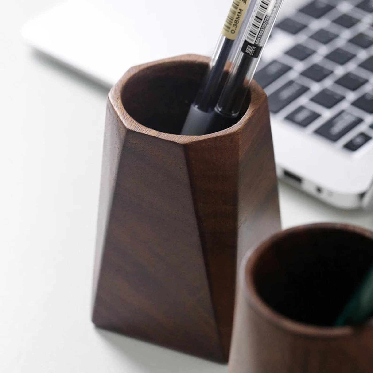 Vintage Inspired Walnut Pen Holder Perfect Desk Organizer for Home or ...