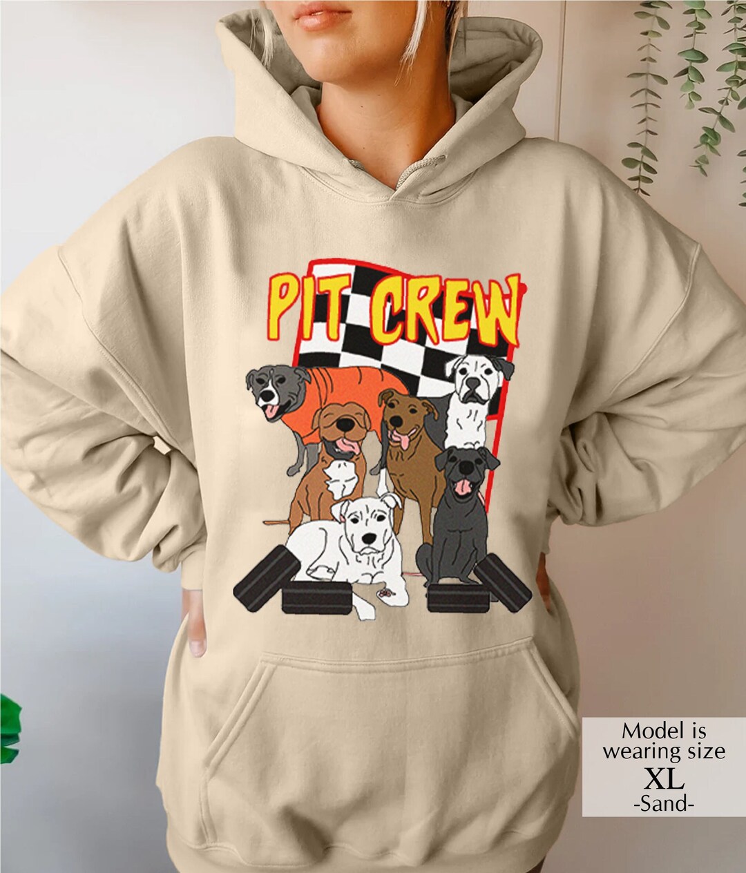 Pit Crew Hoodie, Pitbull Hooded Sweatshirt, Funny Pit Bull Sweatshirt ...