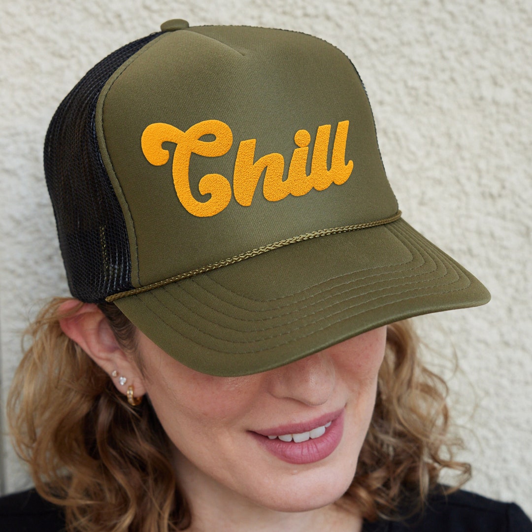 Chill Puff Print Trucker Hat, Chill Foam Hat, Retro Chill Caps, Relax ...