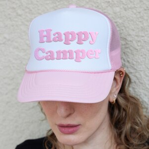 Happy Camper Puff Print Hat, Happy Camper Trucker Hat, Happy Camper ...