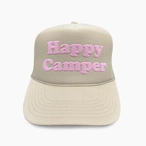 Happy Camper Puff Print Hat, Happy Camper Trucker Hat, Happy Camper ...