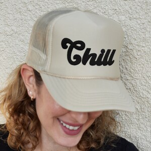 Chill Puff Print Trucker Hat, Chill Foam Hat, Retro Chill Caps, Relax ...