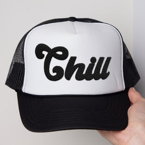 Chill Puff Print Trucker Hat, Chill Foam Hat, Retro Chill Caps, Relax ...