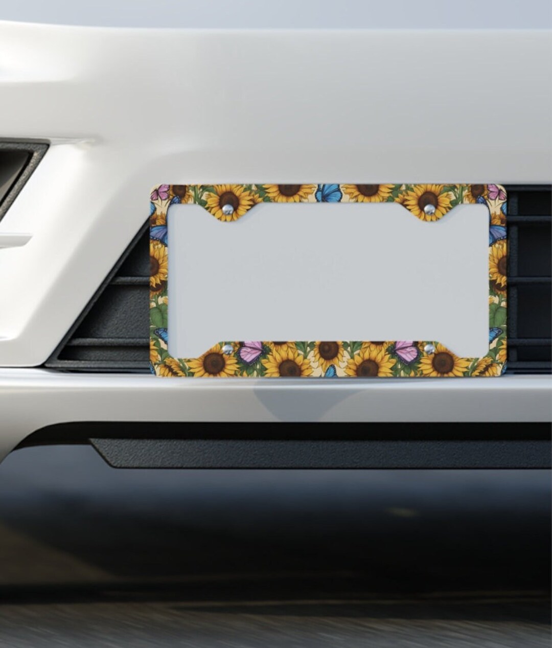 Sunflowers, Butterflies, License Plate Holder, Spring License Plate ...