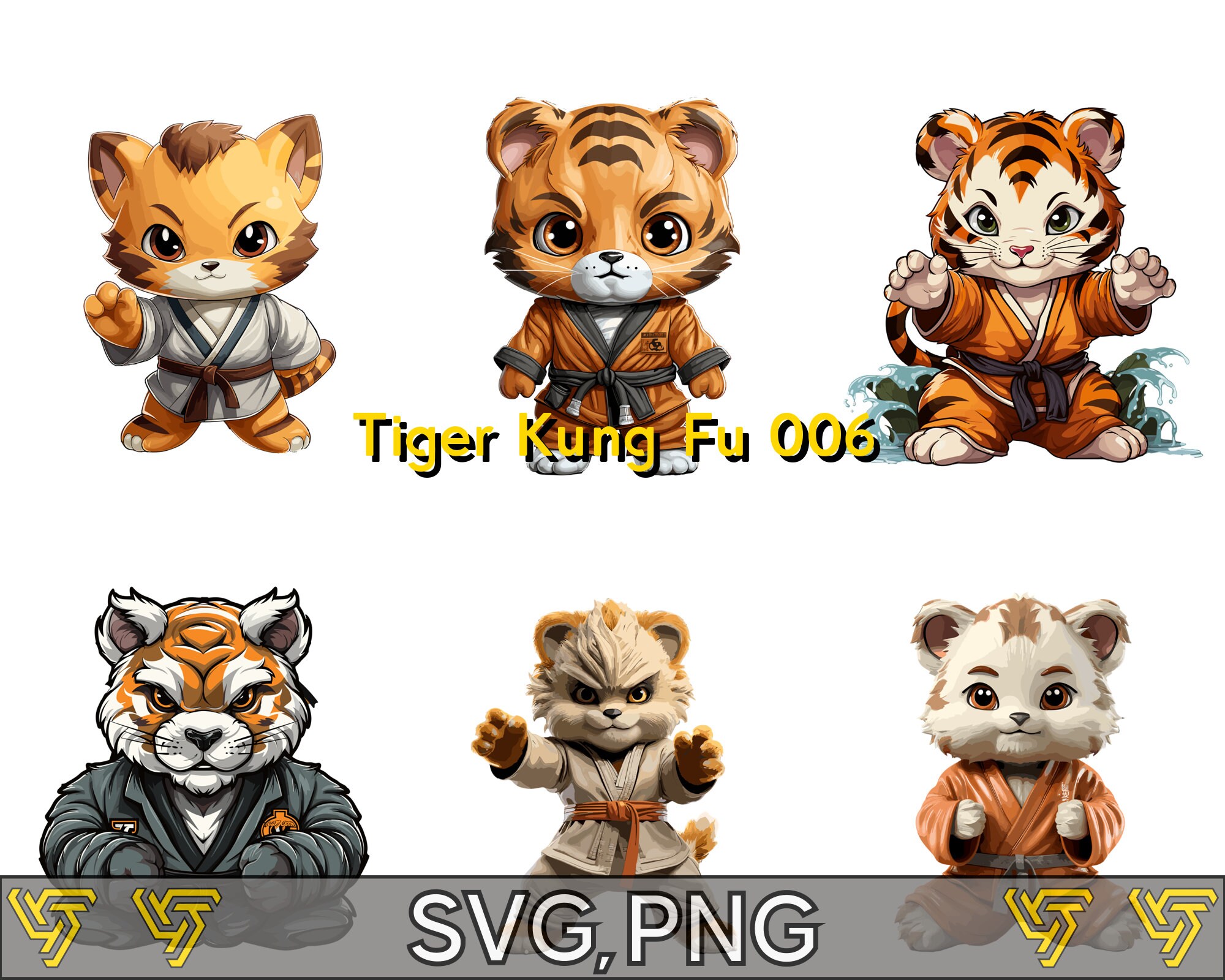 Tiger SVG Bundle Kung Fu Themed Clipart Bundle 006 - Etsy