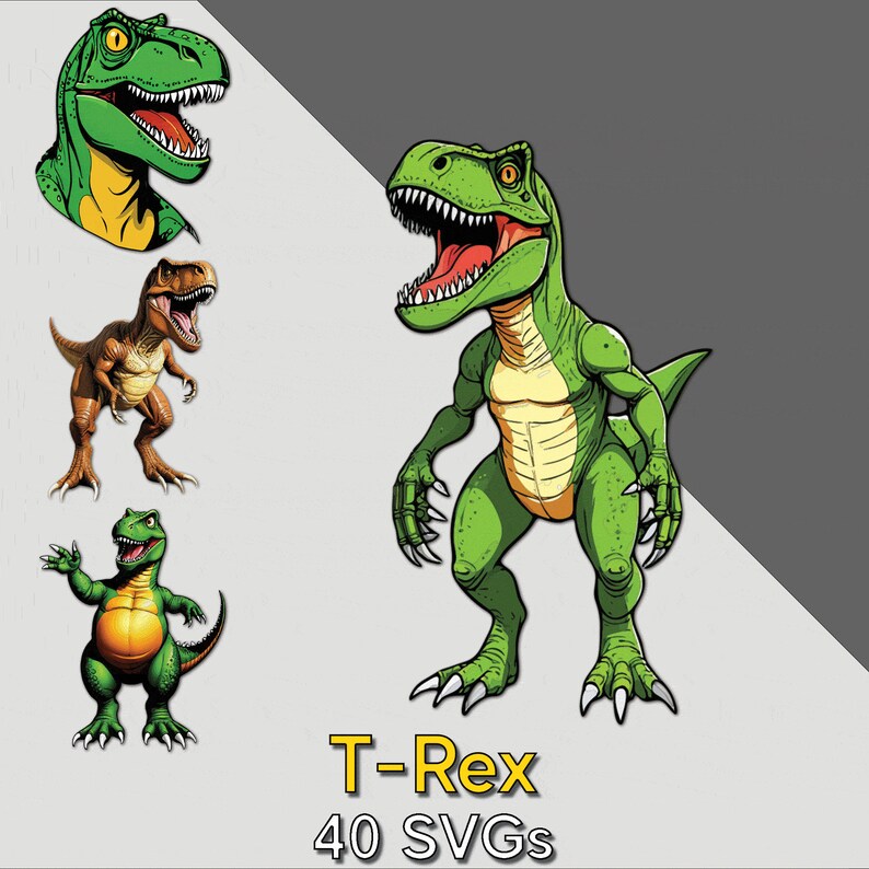 T-rex SVG Bundle #1 - 40 Clipart Designs Ready for Your Social Media ...