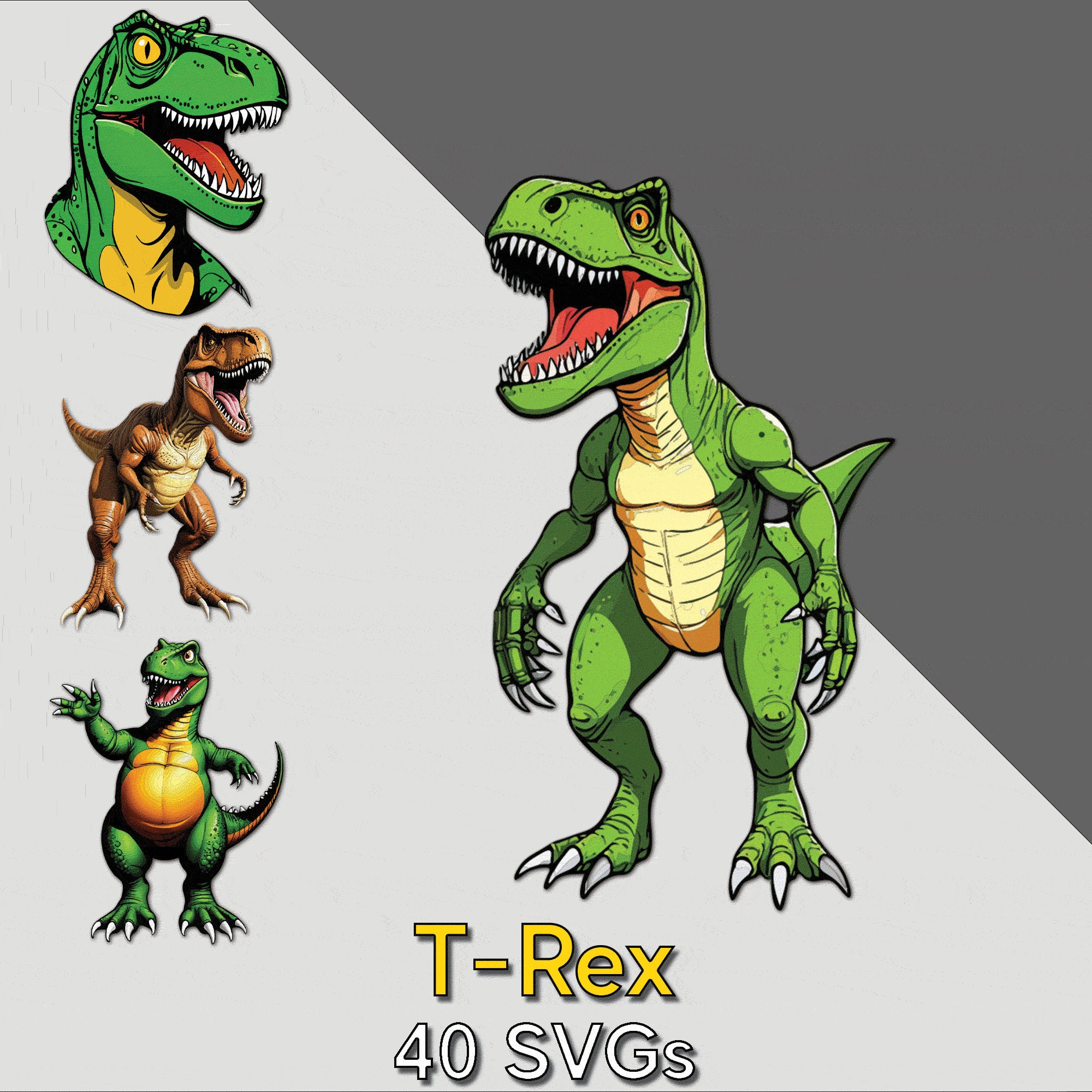 T-rex SVG Bundle 1 40 Clipart Designs Ready for Your Social Media ...