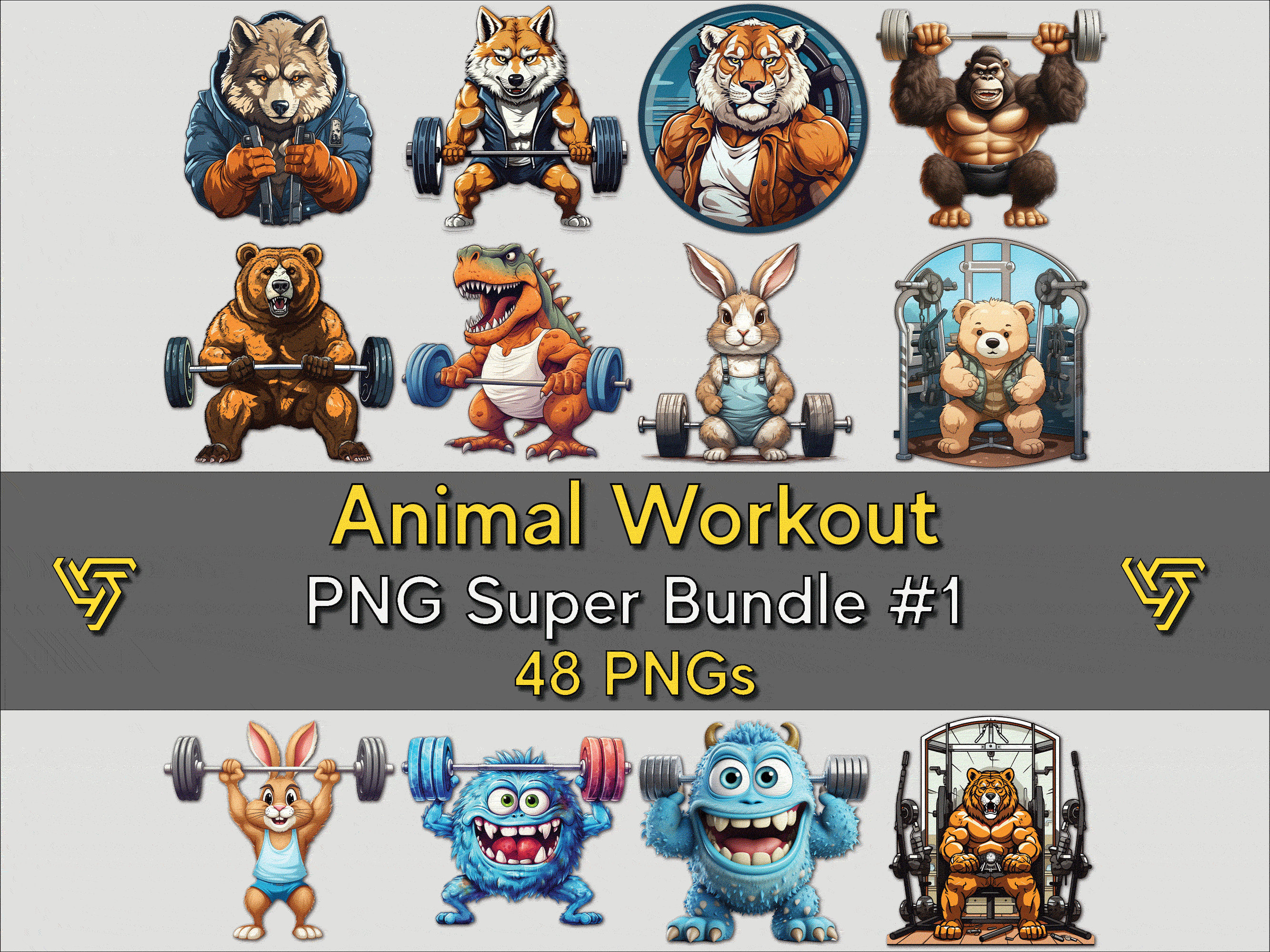 Animal Workout PNG Bundle 1 48 High Resolution, Transparent, 300 DPI ...