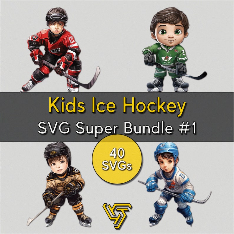 Kids Ice Hockey Clipart Bundle #1 | SVG Bundle | Instant Download | 40 ...