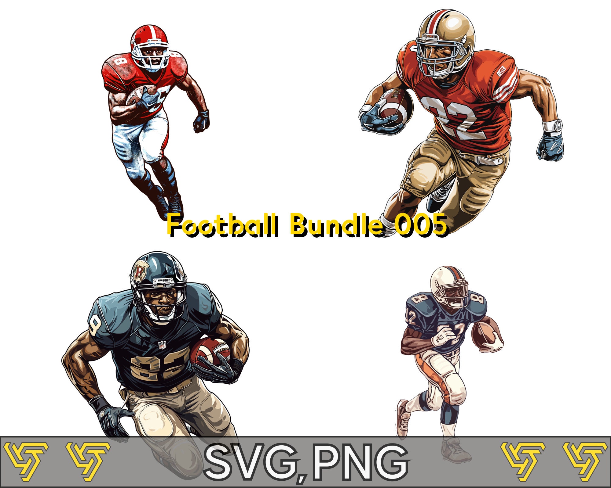 Football Clipart Bundle 005 | 8 Designs in Each Football SVG Bundle and ...