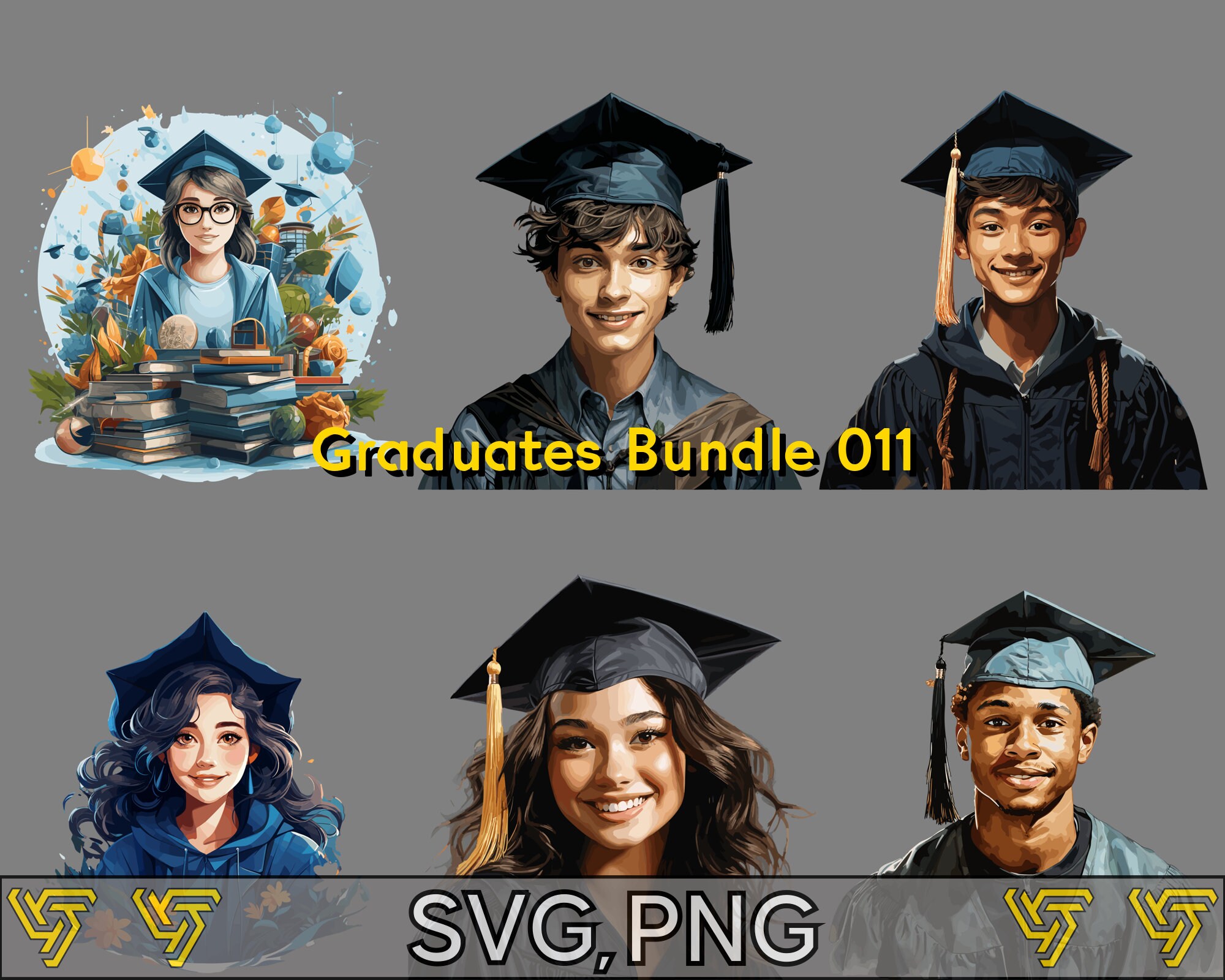 Student/graduate Clipart Bundle 011 6 PNG and 6 SVG Instant - Etsy