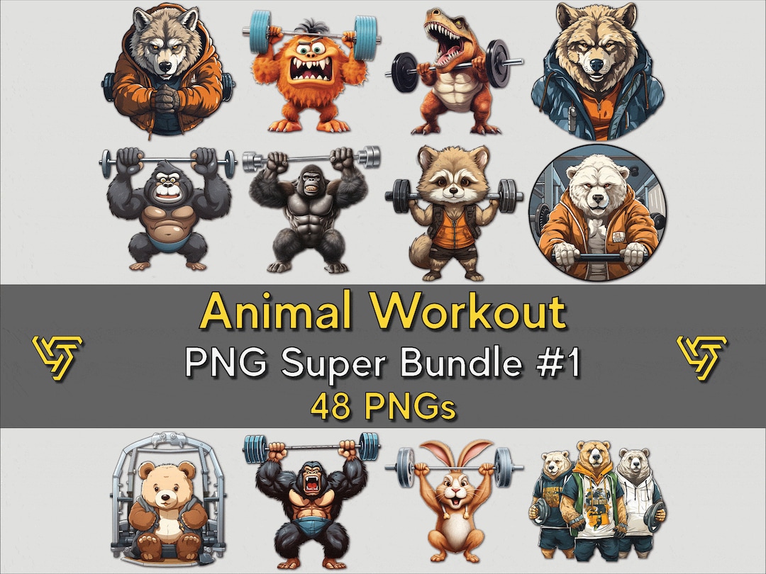 Animal Workout PNG Bundle 1 48 High Resolution, Transparent, 300 DPI ...