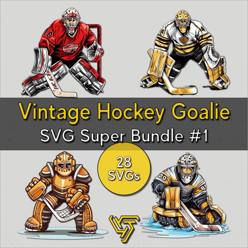 Vintage Hockey Goalie SVG Clipart Bundle – 28 Designs (digital Download ...