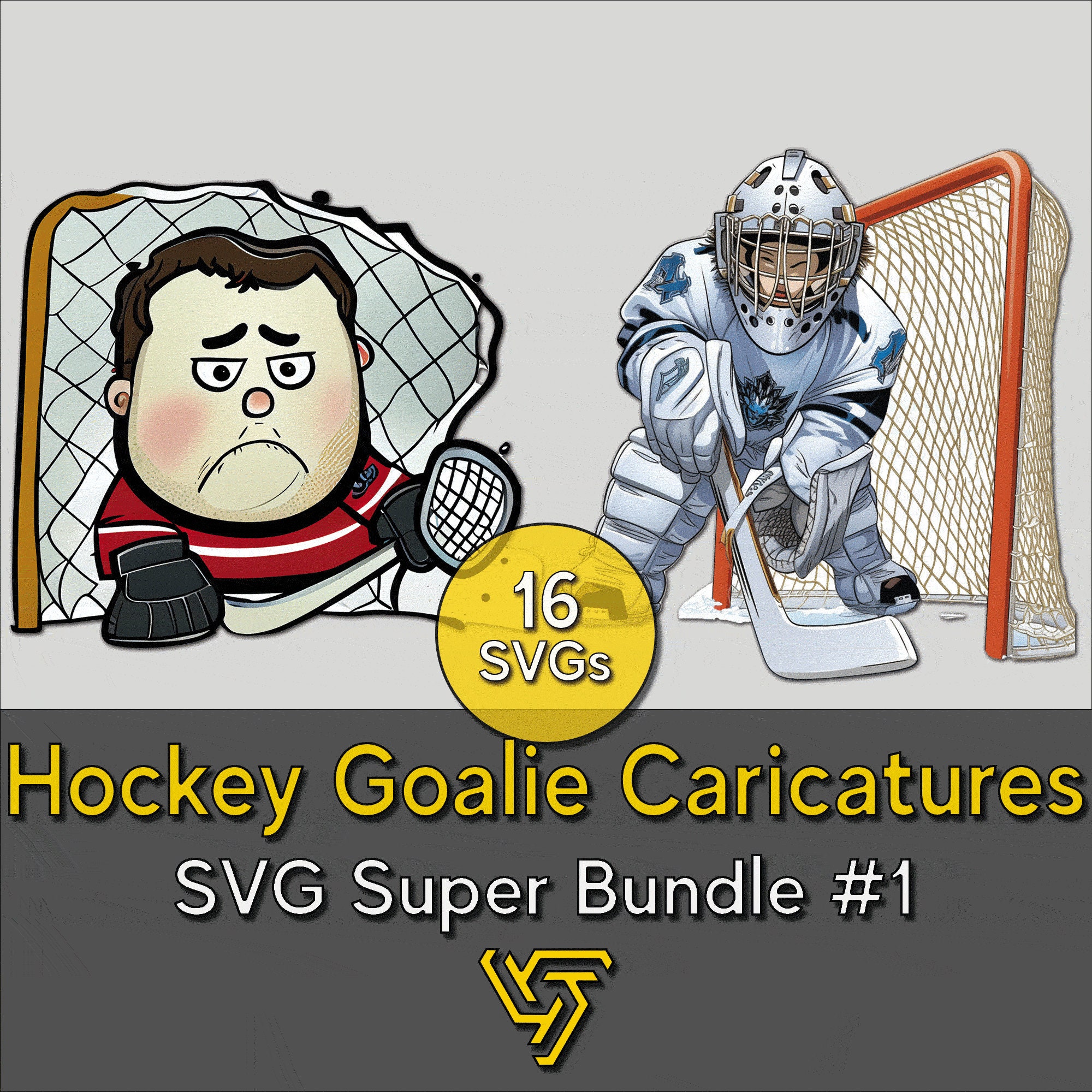 Hockey Goalie Caricatures SVG Bundle #1 - Instantly Download Your ...