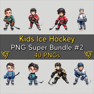 Kids Ice Hockey Clipart Bundle #2 | PNG Bundle | Instant Download | 40 ...
