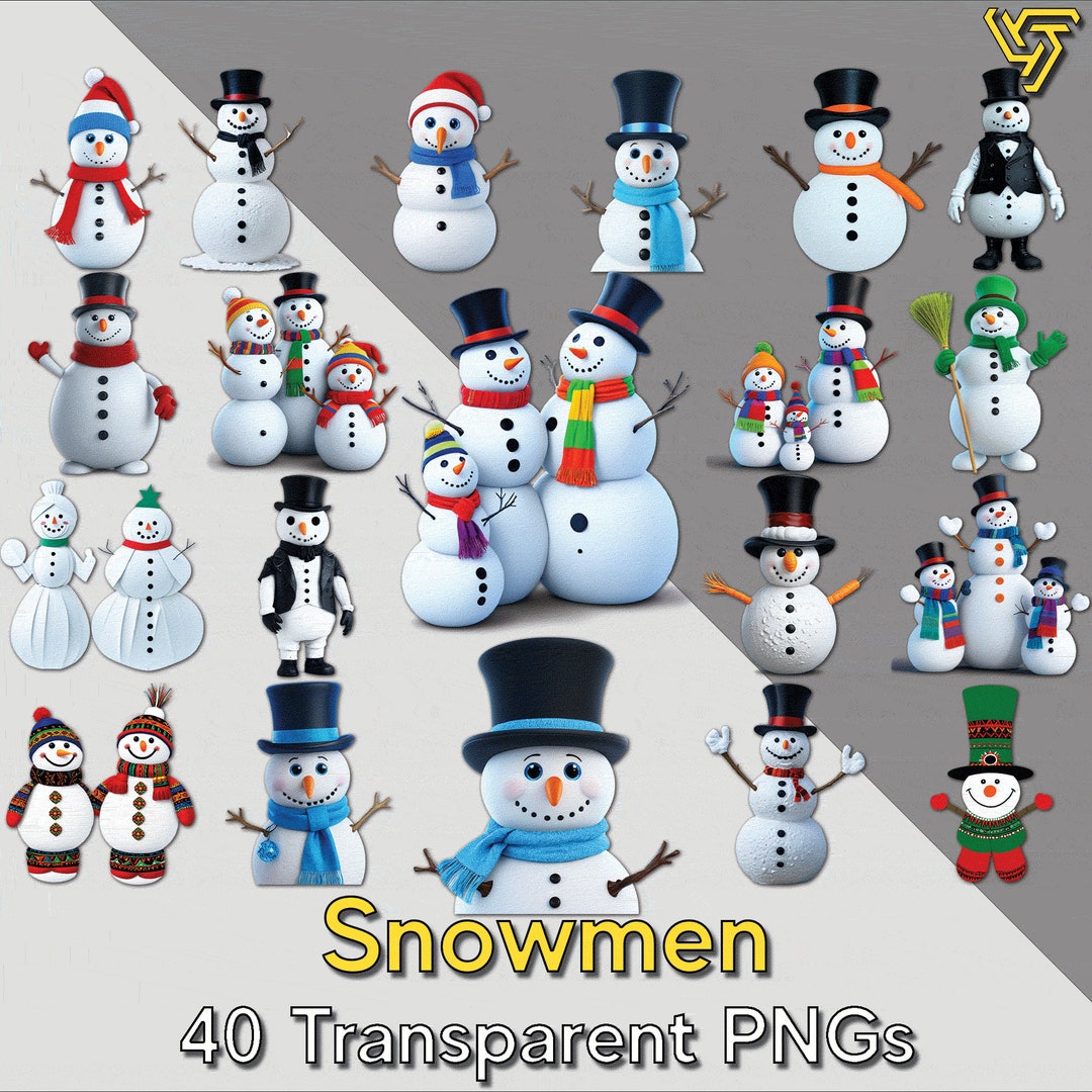 Snowmen PNG Clipart Bundle 3 40 High-resolution 300 DPI Transparent ...