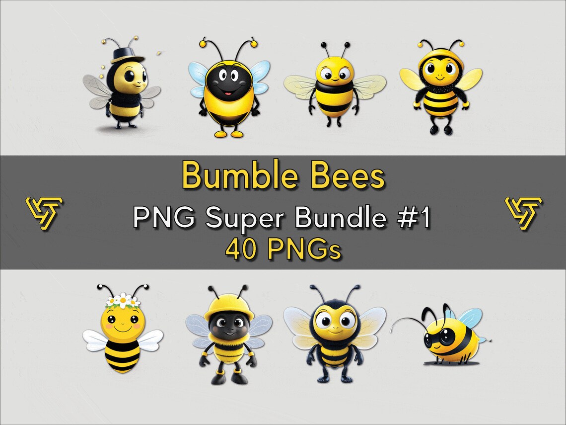 Bumble Bees Clipart Bundle – 40 PNG Designs (digital Download) - Etsy