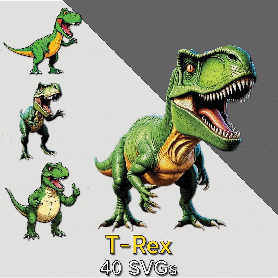 T-rex SVG Bundle #1 - 40 Clipart Designs Ready for Your Social Media ...