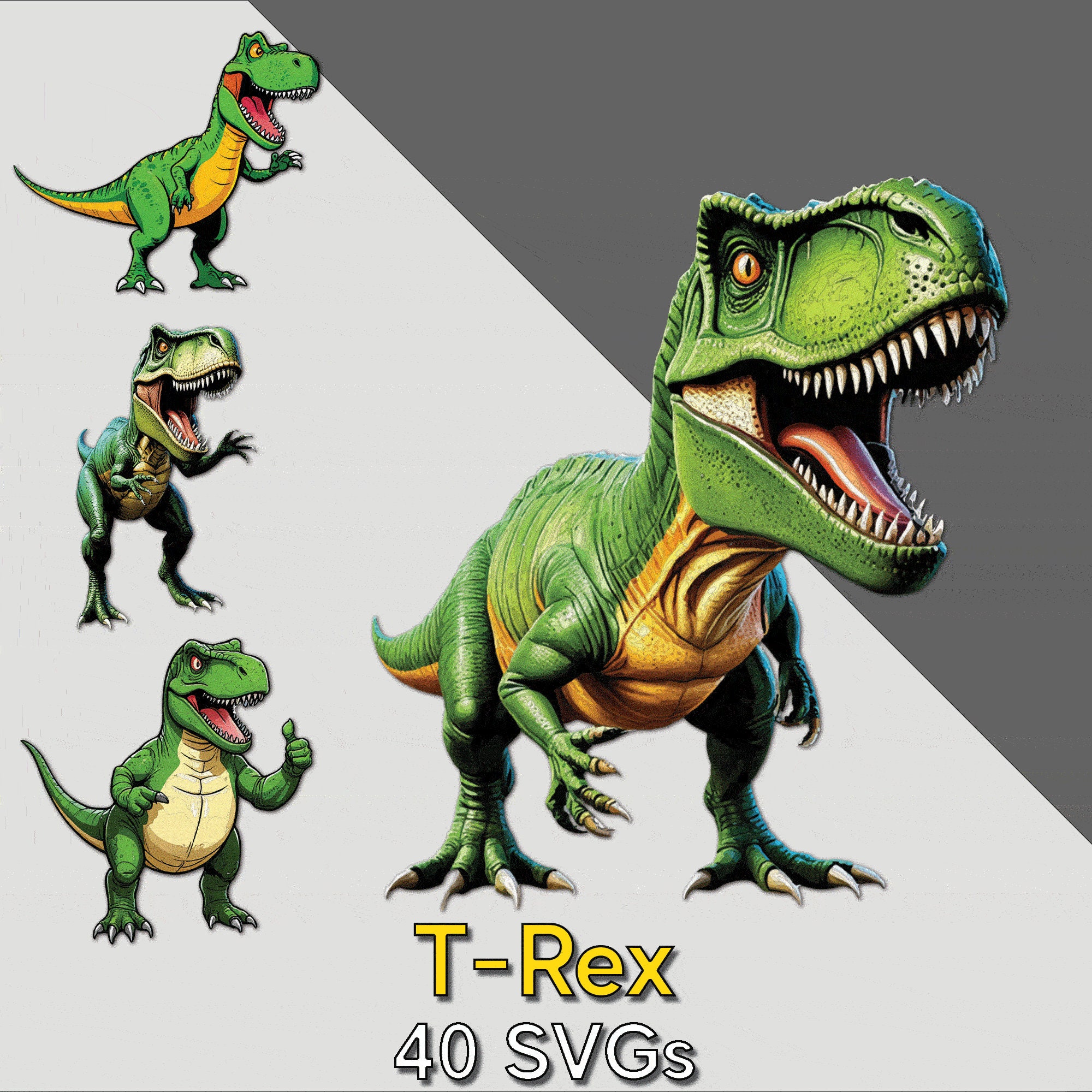 T-rex SVG Bundle #1 - 40 Clipart Designs Ready for Your Social Media ...