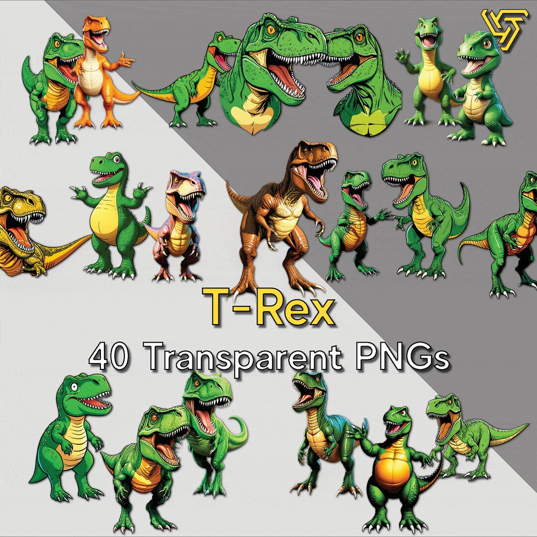 40 T-Rex Dinosaur PNG Clipart Bundle / 300 DPI Transparente / Descarga Digital para Manualidades ...