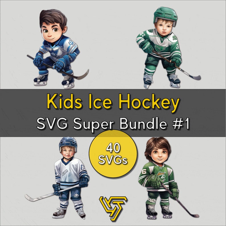 Kids Ice Hockey Clipart Bundle #1 | SVG Bundle | Instant Download | 40 ...